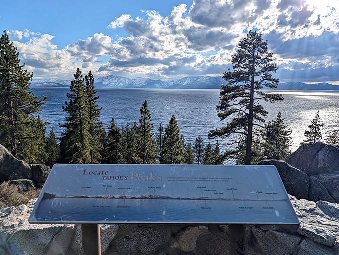 This interpretive sign helps you identify those distant peaks, though honestly, the view speaks for itself quite eloquently.