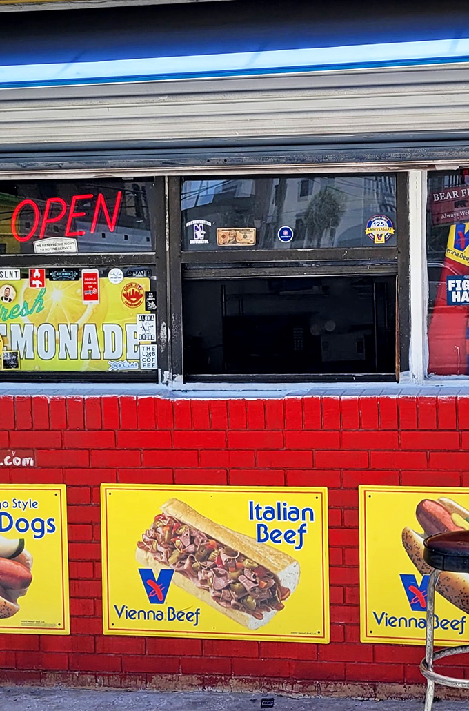 The order window&mdash;where culinary dreams come true. This humble portal delivers more genuine Chicago flavor than you'd find in most fancy restaurants with tablecloths.