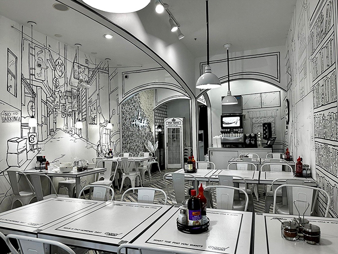 Step into a sketch come to life&mdash;where every wall tells a story and every table promises an adventure in flavor.