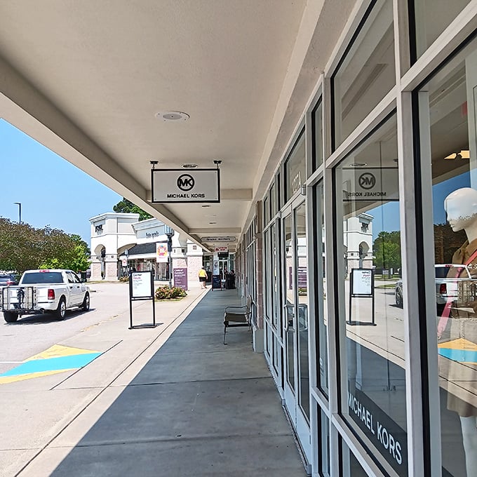 Michael Kors and other luxury brands line this covered walkway – the fashion equivalent of a yellow brick road to retail paradise.