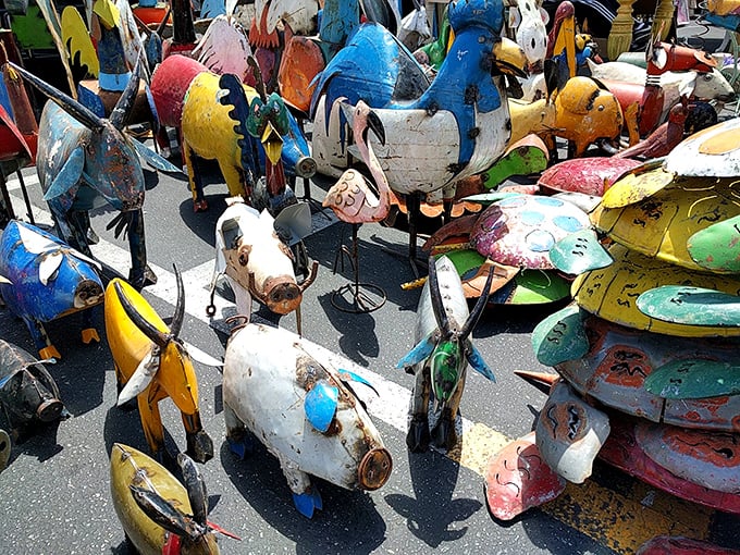 Coastal kitsch meets functional art in these whimsical metal animal sculptures &ndash; beach house decor with personality to spare.