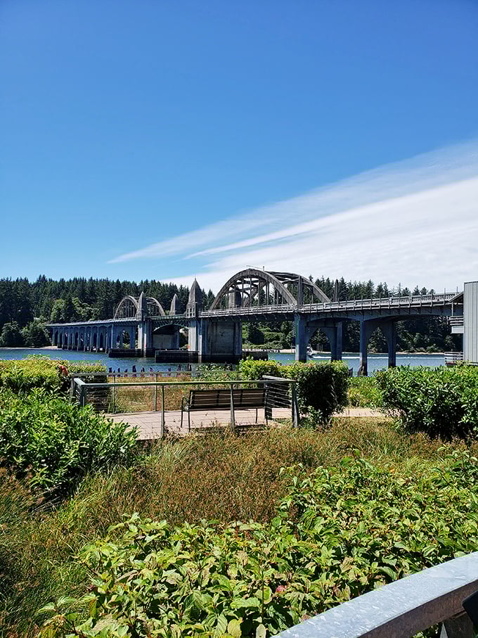 The iconic Siuslaw River Bridge stands as Florence's art deco welcome mat, a 1930s masterpiece that's aged more gracefully than most Hollywood stars.