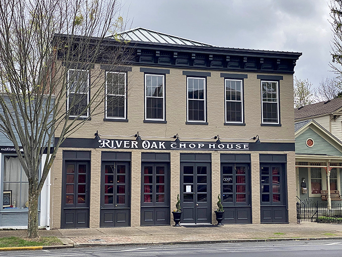 The River Oak Chop House stands as a testament that sophisticated dining and historic architecture can coexist without either one having to apologize.