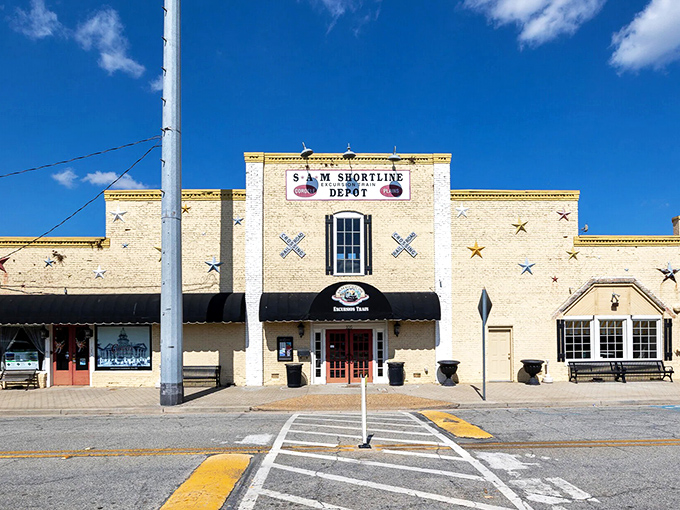 The SAM Shortline Depot isn't playing dress-up for tourists&mdash;this is the genuine article, a working historic railroad that connects small towns across Georgia.