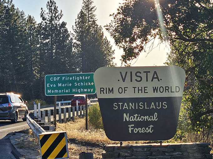 The sign says it all &ndash; you've reached the edge of something magical. Time to breathe that pine-scented air.