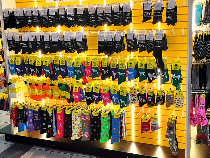 A rainbow explosion of socks that would make even the most serious banker smile on casual Friday. Who knew foot fashion could be so delightfully whimsical?