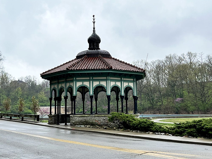 Victorian elegance meets Moorish flair at the Spring House Gazebo, where generations have sought shelter and serenity since the 1800s.