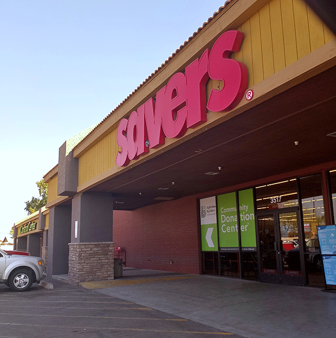 The bold red Savers logo promises adventure &ndash; it's the thrifting equivalent of the Pirates of the Caribbean entrance at Disneyland.