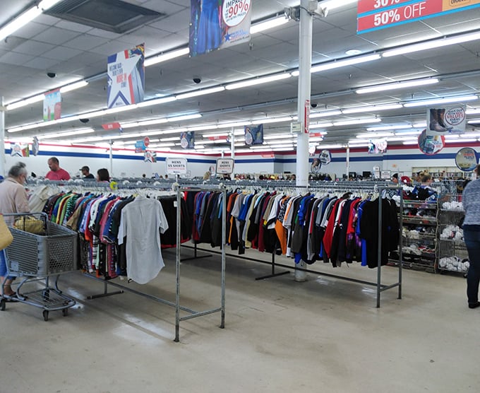 The thrill of the hunt comes alive as shoppers navigate endless racks of possibility. Every aisle holds potential for that perfect find.