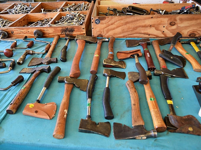 These aren't your Home Depot specials. Weathered wooden handles tell stories of barns raised and fences mended by generations of hardworking Tennessee hands.