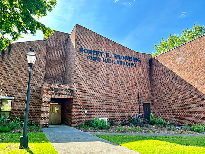 The Robert E. Browning Town Hall Building stands as Jonesborough's civic heart, proving that government buildings don't have to look like concrete filing cabinets.