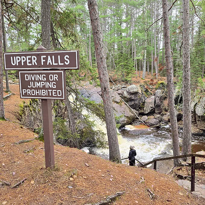 "Diving or jumping prohibited" might be the most ignored sign in Wisconsin if these falls weren't so perfectly enjoyable from solid ground.