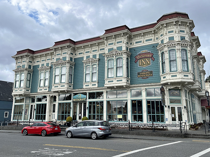 The Victorian Inn stands as Ferndale's crown jewel, its blue and white gingerbread trim practically begging you to book a room and stay awhile.