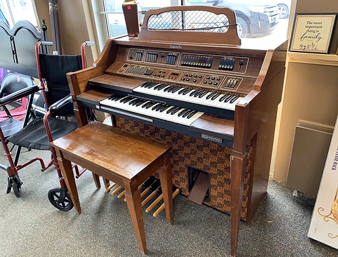 This vintage Baldwin organ isn't just furniture&mdash;it's a time machine. One minute you're browsing, the next you're channeling your inner Phantom of the Opera at a bargain price.