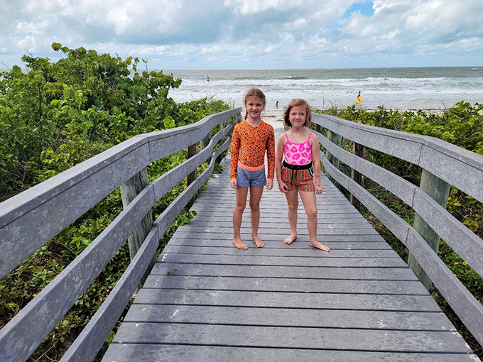 The wooden boardwalks at Belleair Beach create perfect pathways through natural coastal vegetation to your sandy paradise.
