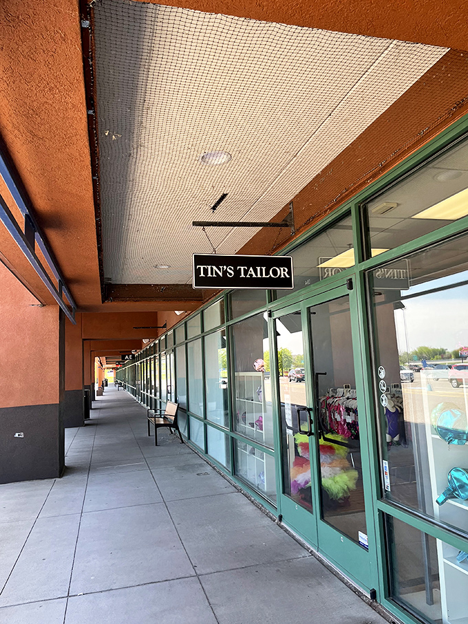 Architectural genius at work: covered walkways that acknowledge Minnesota has actual seasons, unlike those fancy California outlet malls that never had to shovel snow.