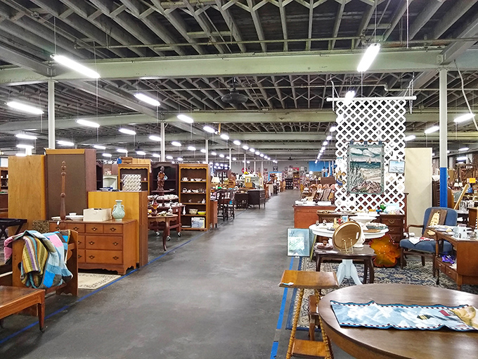 Aisles that stretch toward infinity, each turn promising the thrill of discovery that makes antique lovers' hearts beat faster.