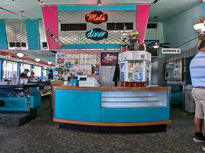 Step inside and time travel begins &ndash; turquoise and pink neon welcomes you to a world where calories don't count and coffee refills are infinite.