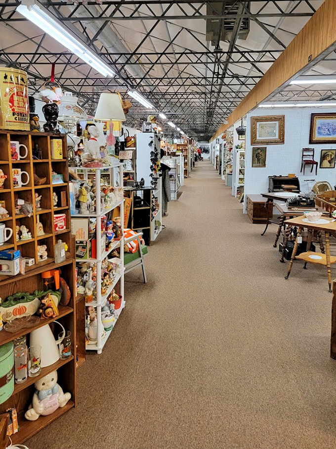 Aisles that stretch into infinity, where every booth is its own chapter in a never-ending story of American nostalgia.