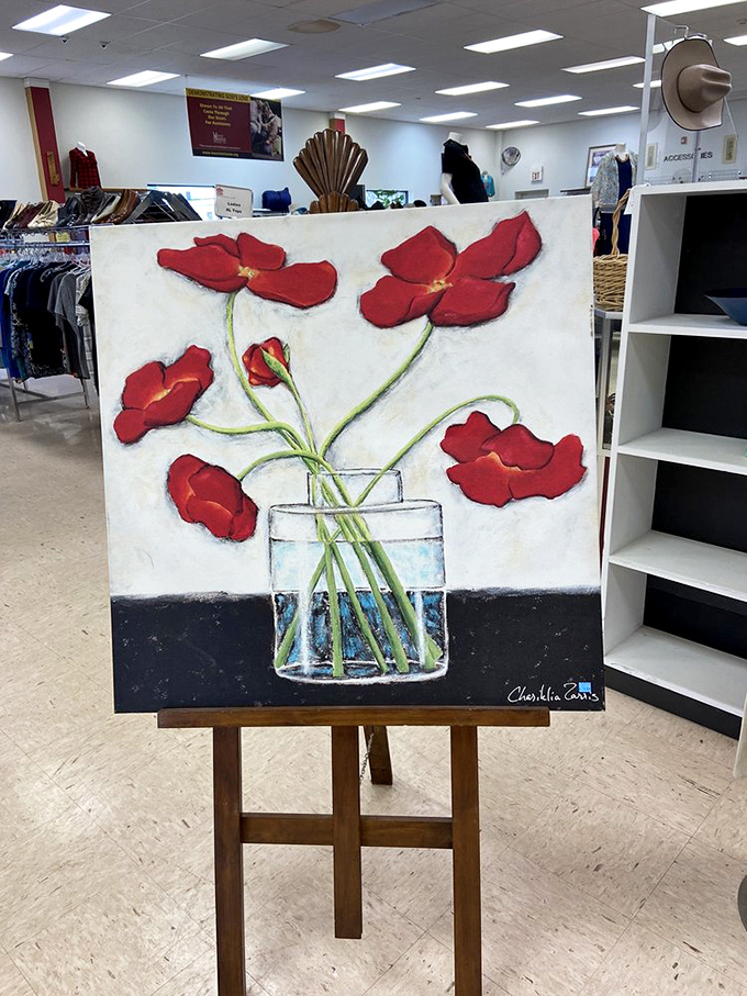 Art that once graced someone else's wall now awaits a new admirer. These vibrant poppies could become your statement piece for less than a fancy coffee.