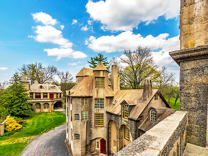 From this vantage point, you can appreciate how the castle's wings unfold like a concrete origami masterpiece.