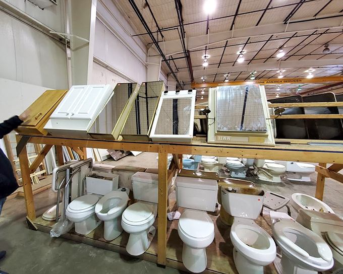 A porcelain army standing at attention! Who knew shopping for a toilet could feel like an archaeological expedition?