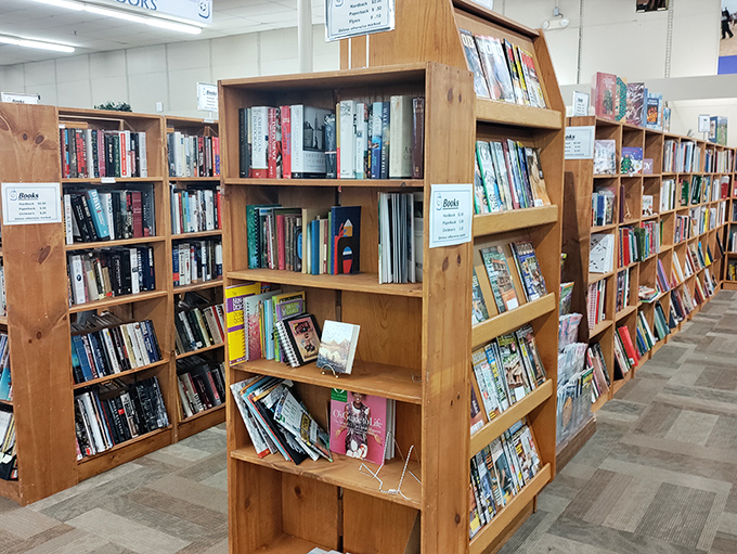 Literary treasures await in well-organized wooden shelves. From bestsellers to forgotten classics, bibliophiles can lose themselves for hours in these aisles.