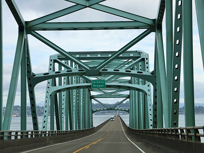"Entering Oregon" never looked so inviting. This iconic bridge serves as a steel gateway to adventures along the state's spectacular coastline.