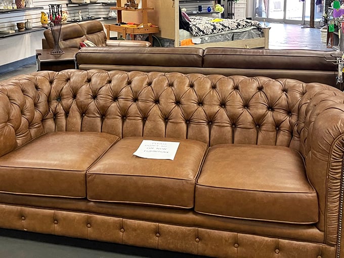 This tufted leather Chesterfield isn't just a sofa&mdash;it's someone's future family heirloom waiting to be discovered at a fraction of retail price.