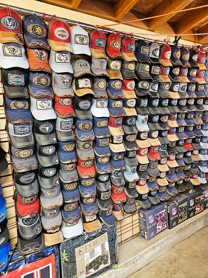 Hat heaven! Every Colorado lifestyle represented in this wall of headwear &ndash; from rodeo champions to weekend warriors.