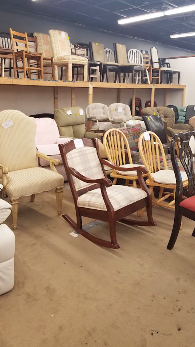 The chair forest! Every seat tells a story&mdash;from grandma's rocking chair to that '70s recliner where someone definitely watched Johnny Carson.