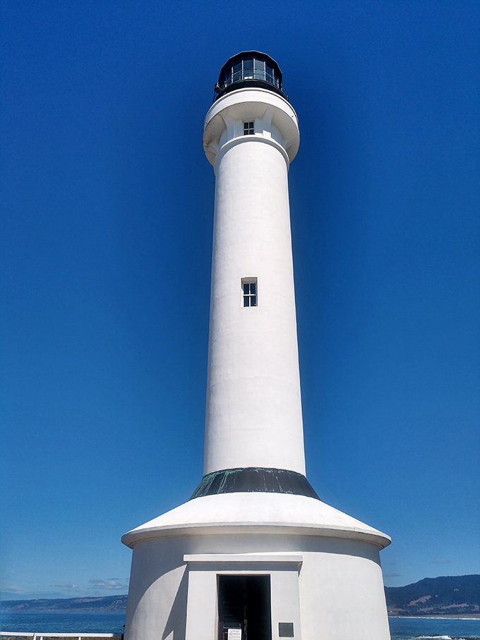 Reaching skyward against a perfect California blue, this 115-foot tower has been guiding ships safely past treacherous waters since the early 1900s.