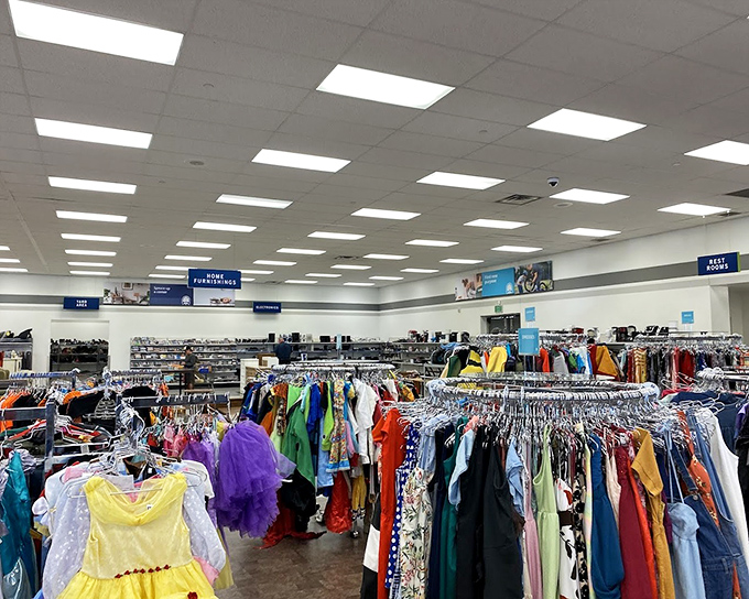 A kaleidoscope of clothing awaits, with enough options to dress an entire community&mdash;look at that princess dress just waiting for its next royal ball!