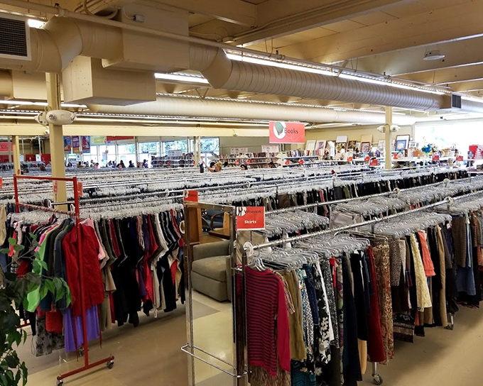 Endless racks of possibility stretch toward the horizon, each hanger a question mark waiting to be answered with "Yes, this is coming home with me!"