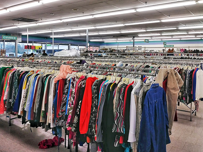 A sea of possibilities hanging on racks as far as the eye can see. Each garment has a story&mdash;and your next favorite outfit is hiding somewhere in this textile jungle.