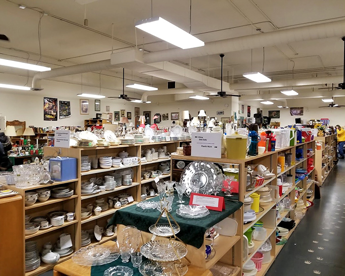 Dish paradise! Enough vintage plates and crystal to host the Downton Abbey cast for dinner, with plenty left for the afterparty.
