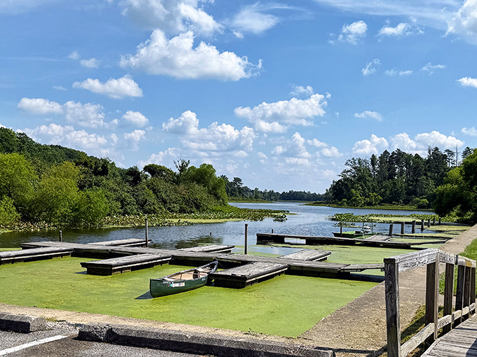 Summer's perfect equation: blue skies + still waters + waiting boats = the promise of adventures that don't require Wi-Fi to download.