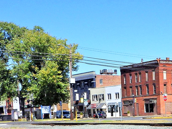 Downtown Delmar showcases its railroad heritage with tracks running alongside brick buildings that have witnessed generations of small-town life unfold.