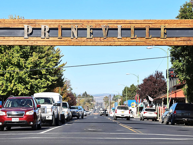The iconic Prineville sign welcomes visitors like an old friend who doesn't judge you for wearing your comfortable pants to dinner.