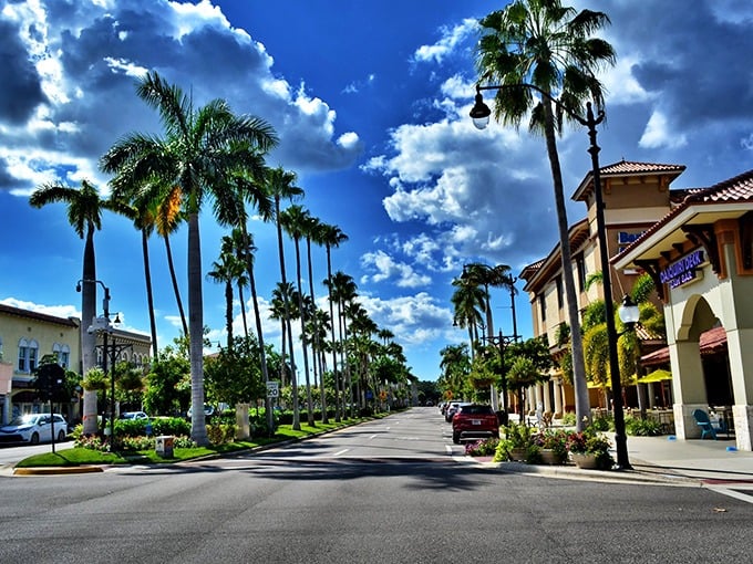 Venice Avenue stretches before you like a palm-lined runway, Mediterranean architecture gleaming under that impossibly blue Florida sky.