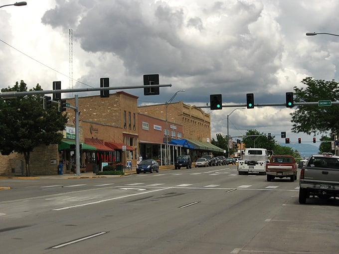 That iconic downtown stretch where historic buildings meet endless Colorado sky without a single skyscraper blocking the view.
