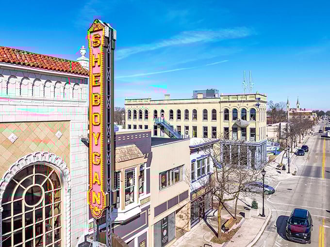 The historic Sheboygan Theater marquee stands as a beacon of culture in the downtown district, promising entertainment that doesn't require a big-city parking nightmare.