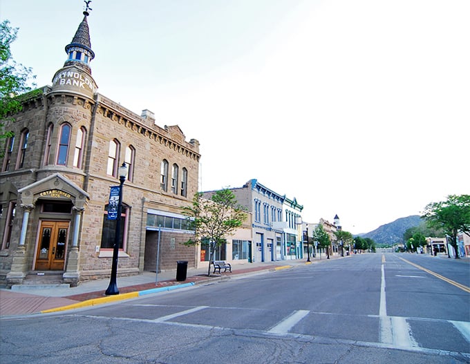The iconic Fremont National Bank building anchors a downtown where history and affordability shake hands on every corner.