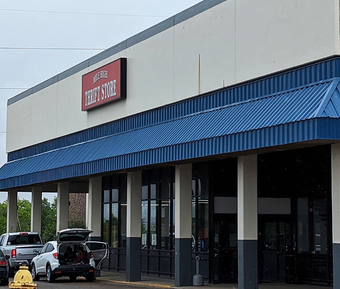The unassuming exterior with its patriotic blue awning gives little hint of the treasure trove waiting inside&mdash;thrifting's best-kept open secret.