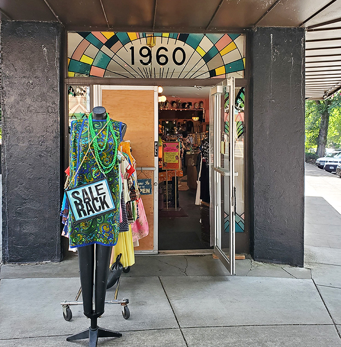 That sidewalk sale rack isn't just clothes&mdash;it's the appetizer before the main course of vintage delights waiting inside those doors.