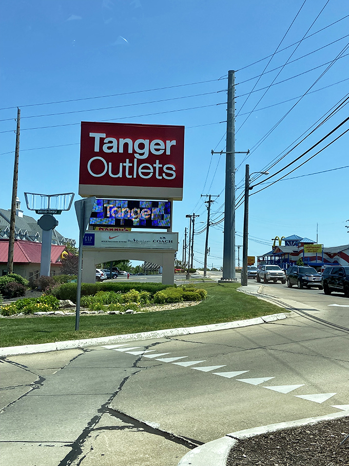 The marquee that launches a thousand shopping sprees. This digital billboard is practically a siren song for deal-seekers cruising Branson's main drag.