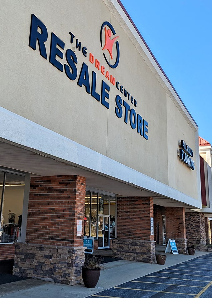 Brick pillars and clean lines make this thrift paradise look more upscale boutique than secondhand shop. Your wallet is already breathing a sigh of relief.