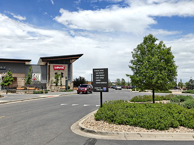 Levi's stands proud against the Colorado sky, a temple of denim where your wallet can breathe easier than at the flagship stores downtown.
