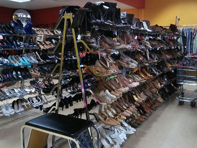 Shoe lovers, prepare for nirvana: rows of footwear waiting for their next dance partners.