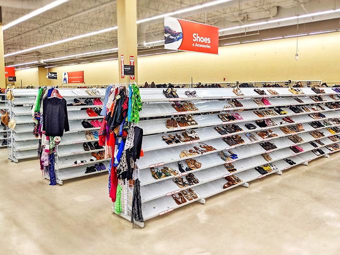 Rows of shoes waiting for their second act &ndash; because every sole deserves another chance to dance.
